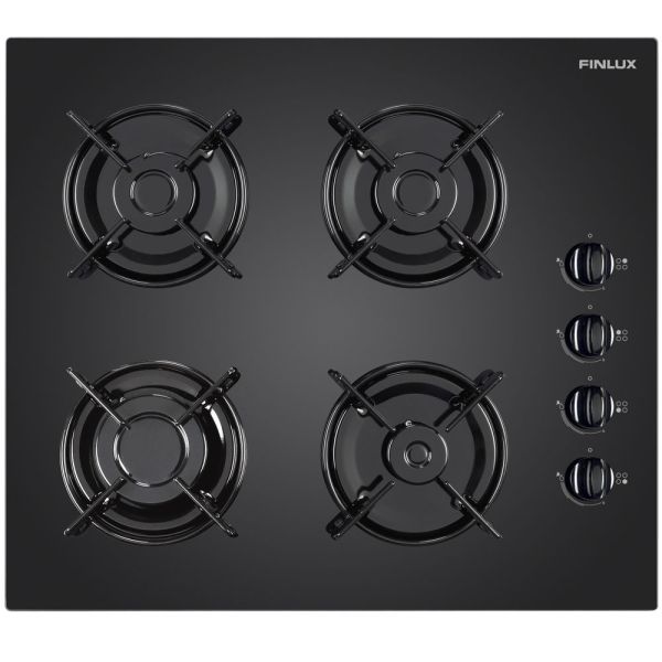 Finlux Gas Hob 60cm - 4 Burners, Black Glass TOP (LDA-FL-GS66) – Soundsmart